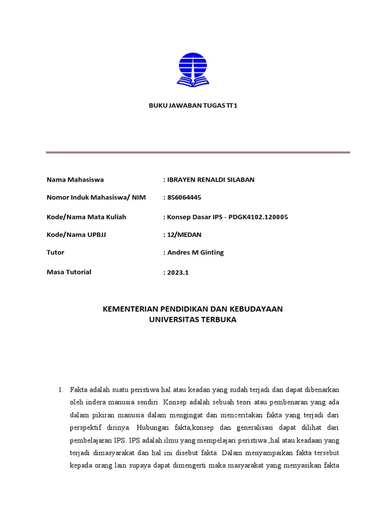 Buku Jawaban Tugas TT 1 Ips | PDF