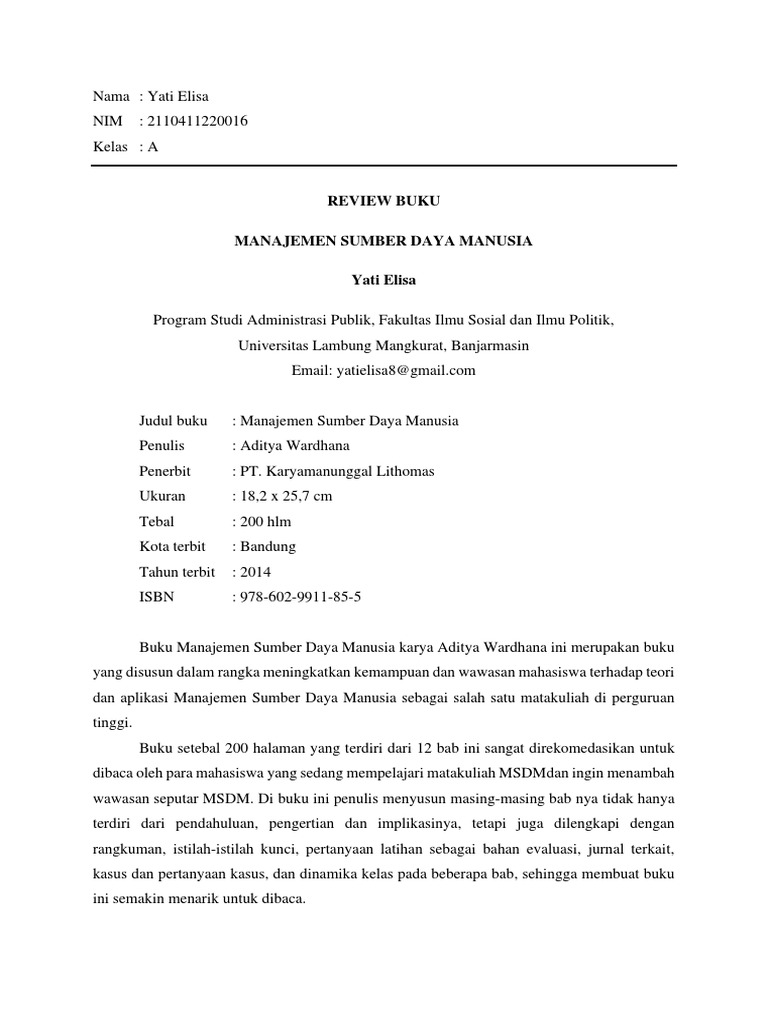 Review Buku MSDM | PDF