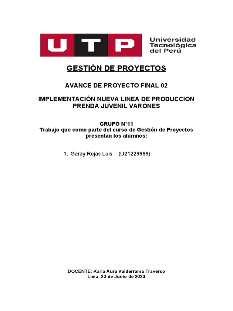 AVANCE DE PROYECTO FINAL 2 | PDF | Scrum (desarrollo de software) | Calidad (comercial)