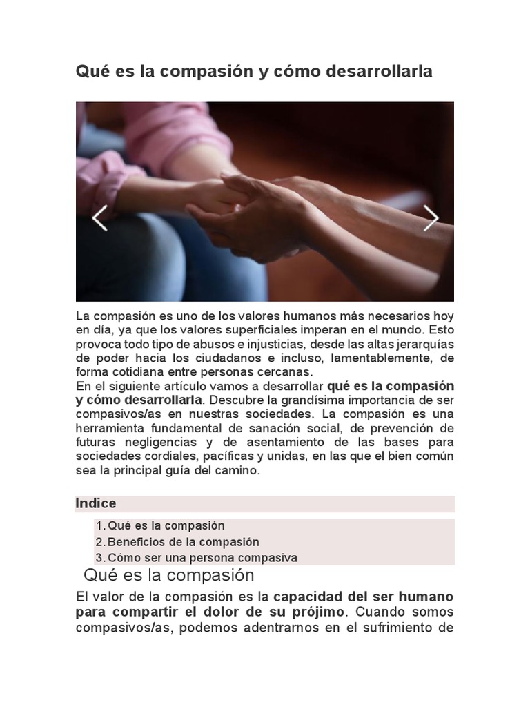 Qué Es La Compasión y Cómo Desarrollarla | PDF | Compasión | Amor