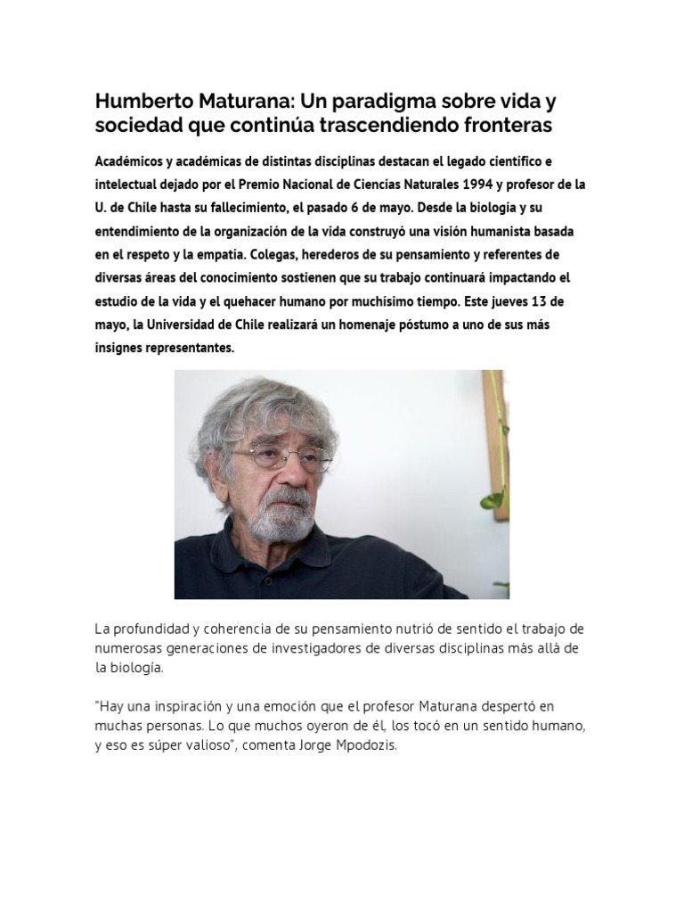 Humberto Maturana | PDF | Sicología | Cognición