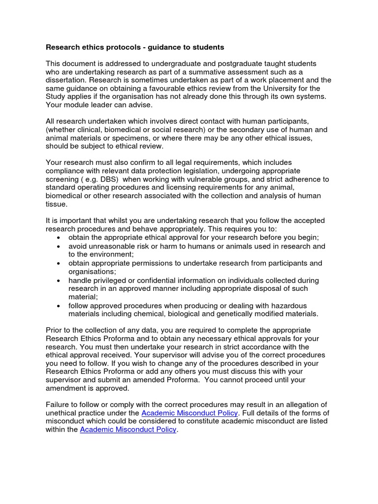 Research Ethics Protocols | PDF | Applied Ethics