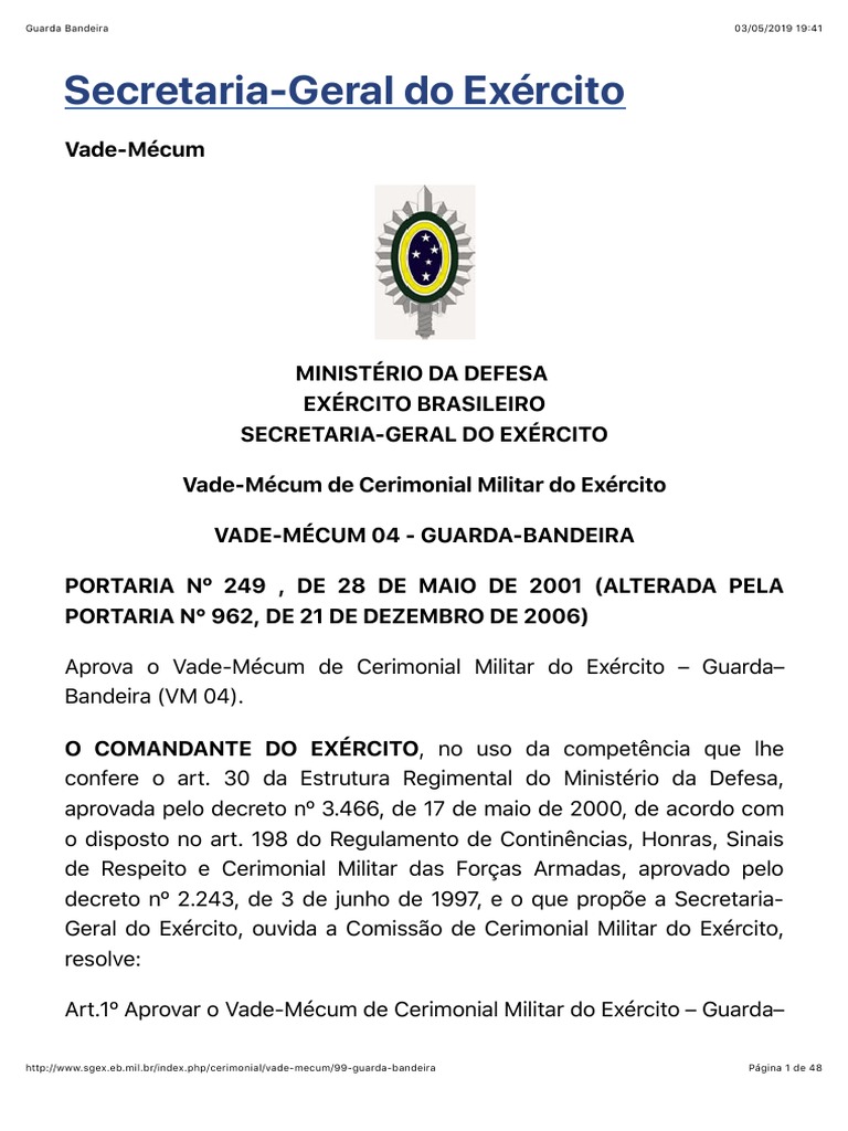 Vade Mecum Da Bandeira | PDF | Bandeira | Militar
