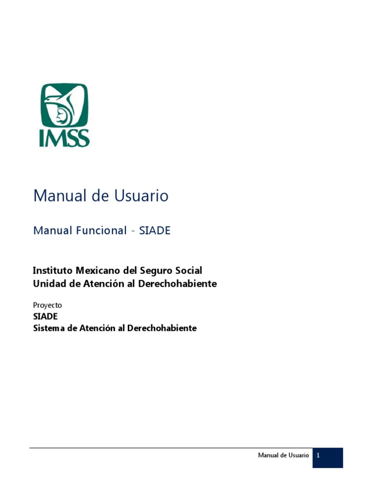 Manual de Usuario del SIADE IMSS | PDF | Gestión de tecnología de la ...