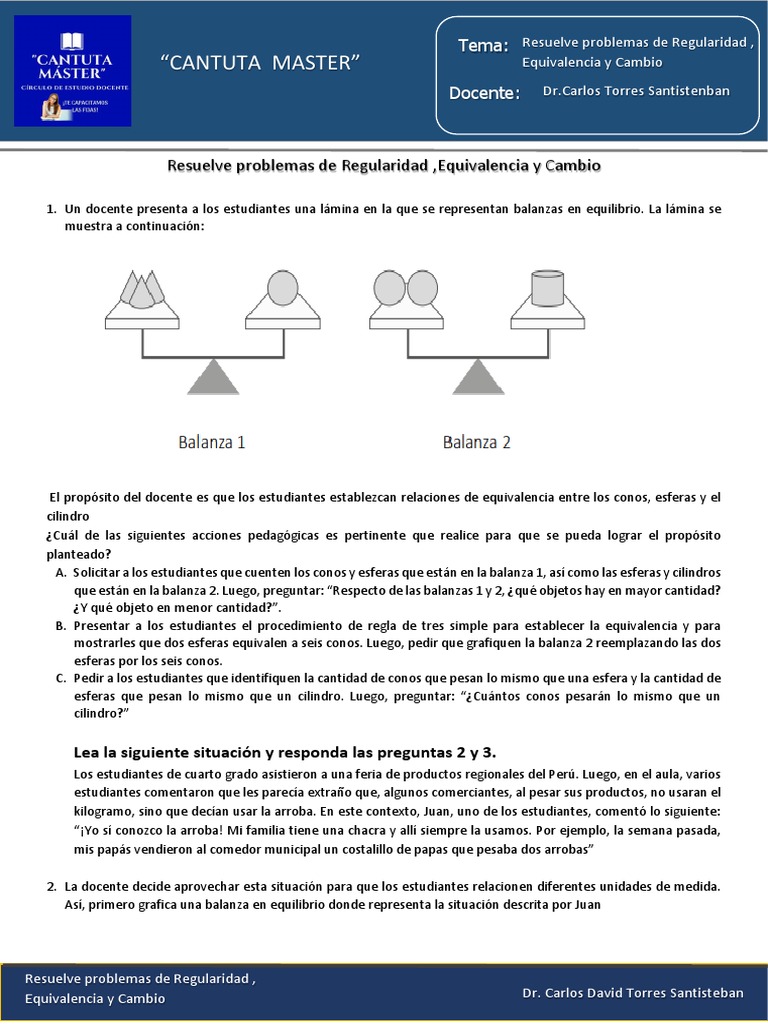 PRIMARIA. Resuelve Problemas de Regularidad Equivalencia y Cambio | PDF ...