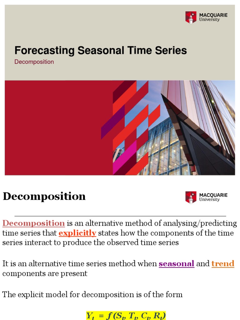 Forecasting Seasonal Time Series Decomposition Pdf Seasonality