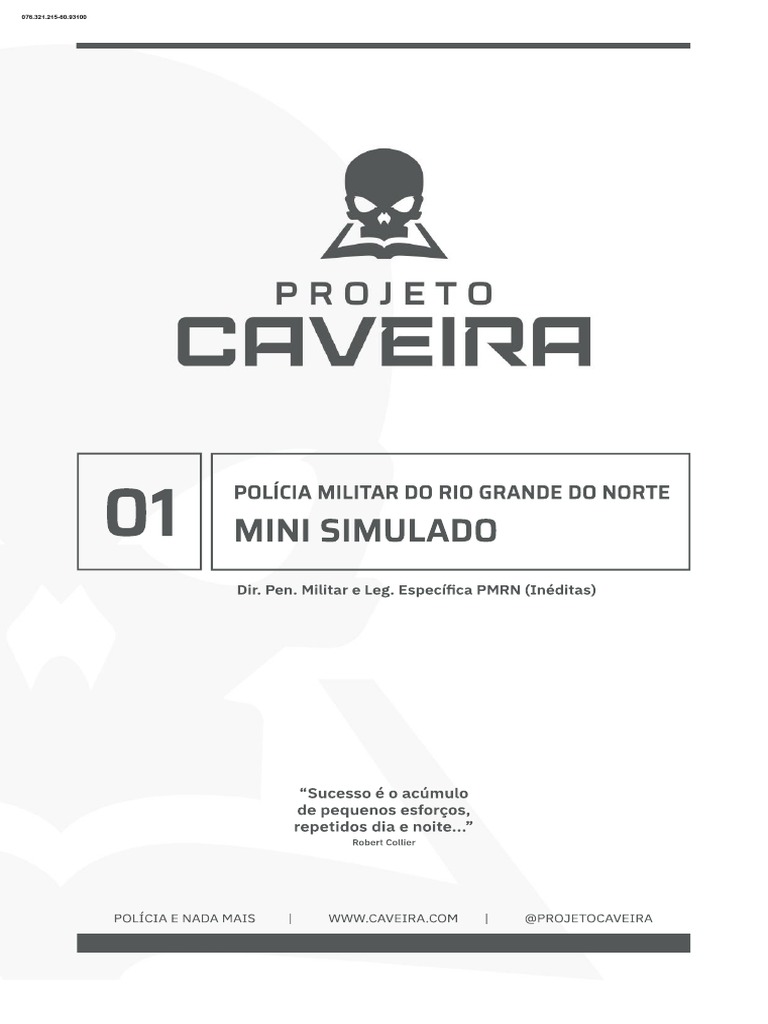 1º Mini PMRN 2023 - Projeto Caveira | PDF | Crime e Violência | Crimes