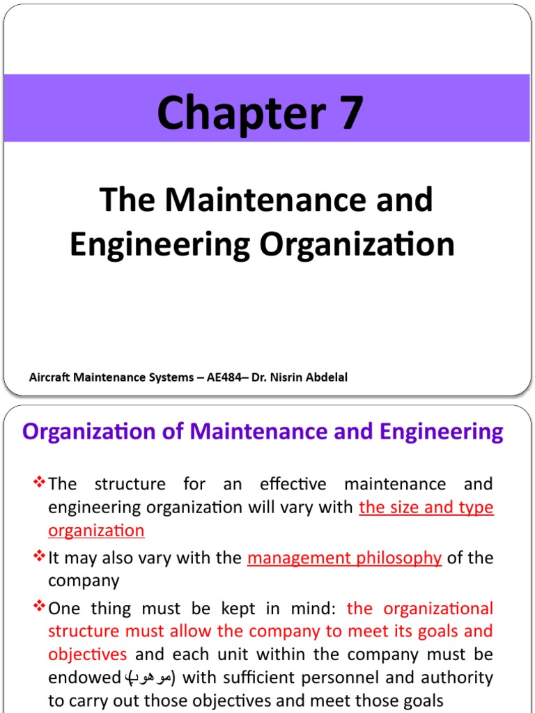 Chapter 7 The Maintenance and Enginering Organization 1670987405856 ...
