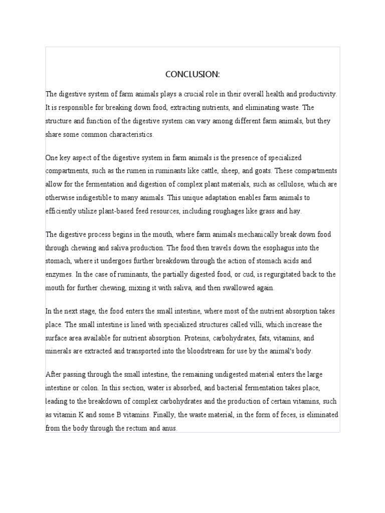 CONCLUSION | PDF | Digestion | Reproductive System