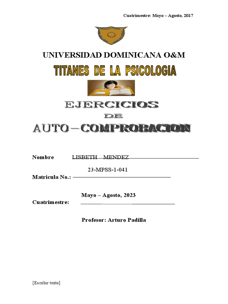 Ejercicios Titanes 2 | PDF | Psicoanálisis | Sicología