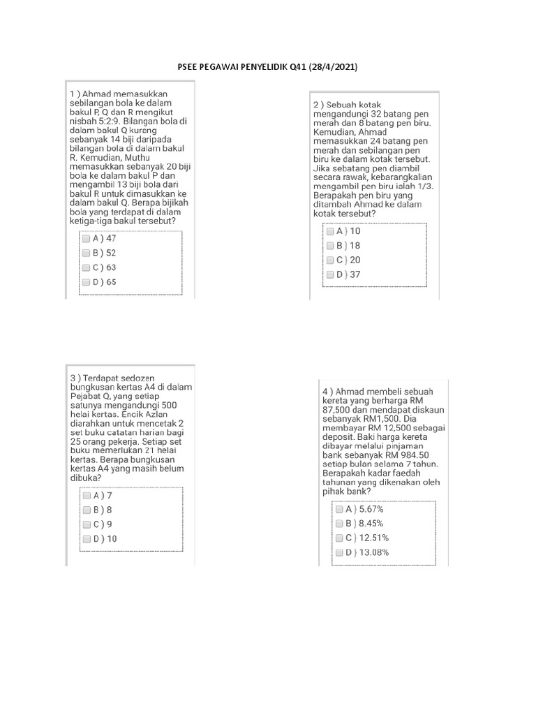 Soalan Psee Pegawai Penyelidik Q41 | PDF