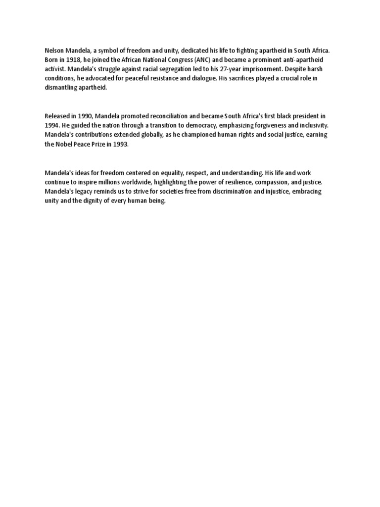 Paragraph On Nelson Mandela | PDF