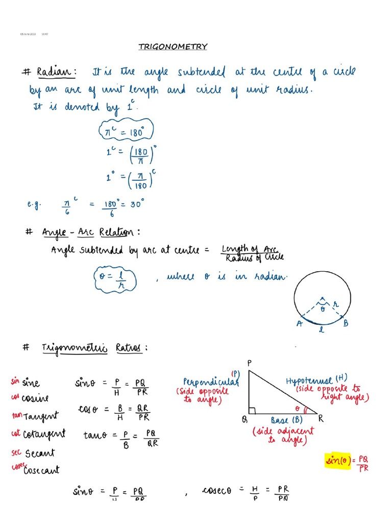 Quick Notes of Trigonometry of Aakash | PDF