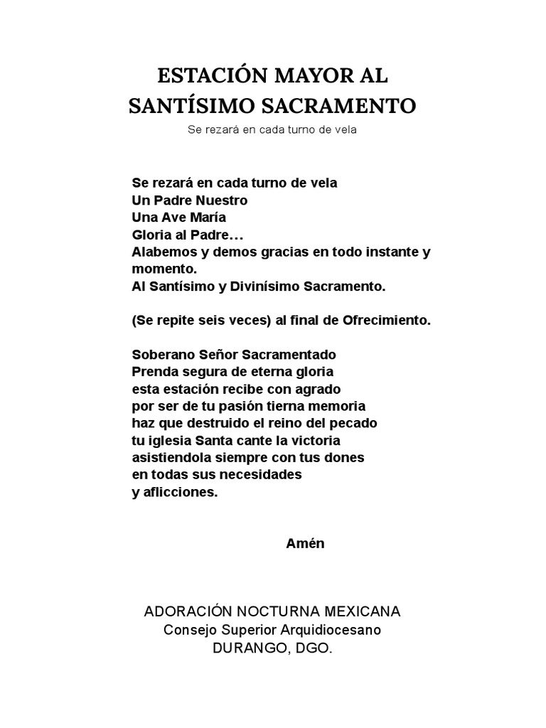 Estación Mayor al Santísimo Sacramento | PDF | eucaristía | orador del ...
