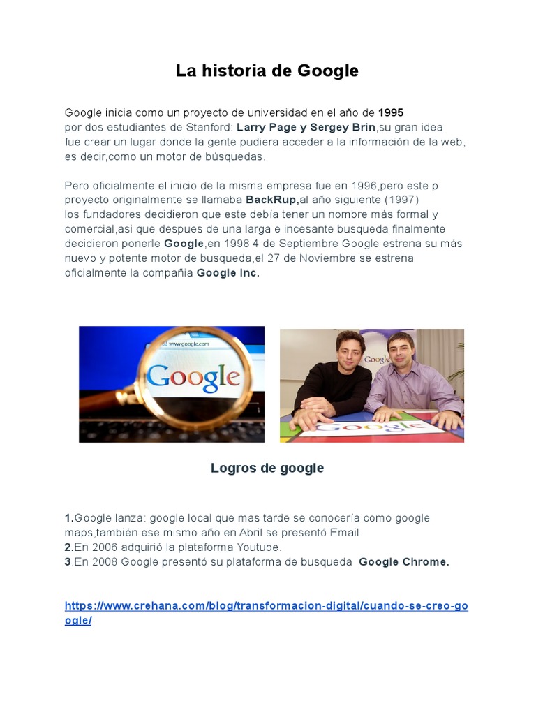 Historia y creación de Google | PDF