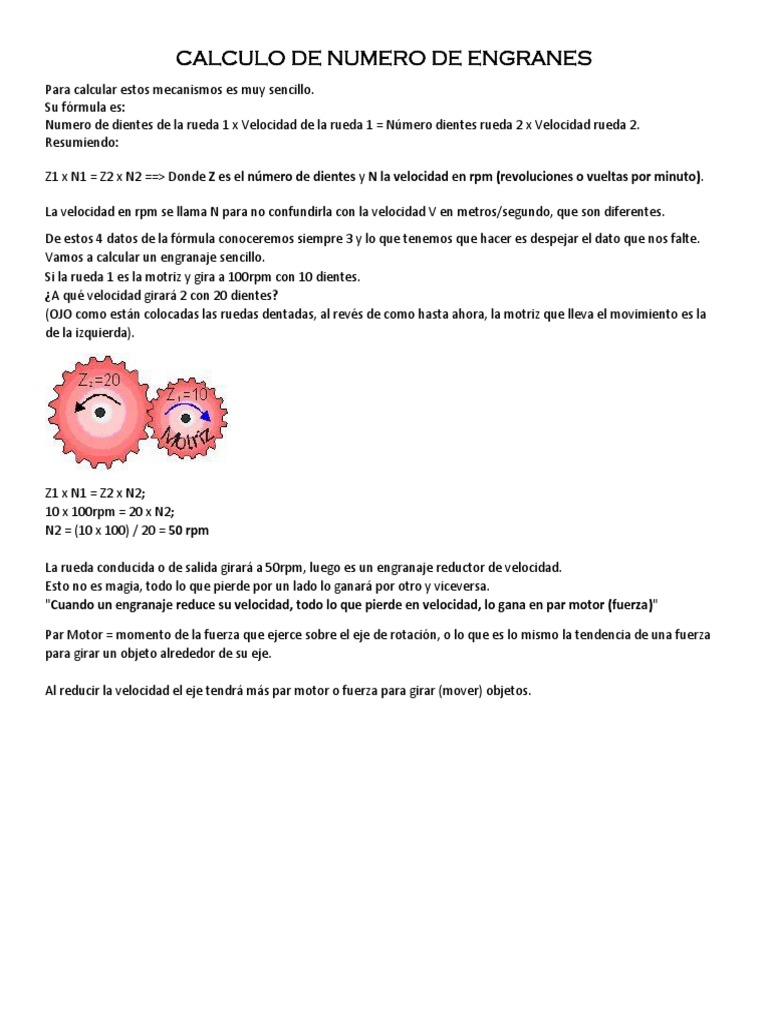 Calculo de Numero de Engranes | PDF | Engranaje | Mecanica clasica