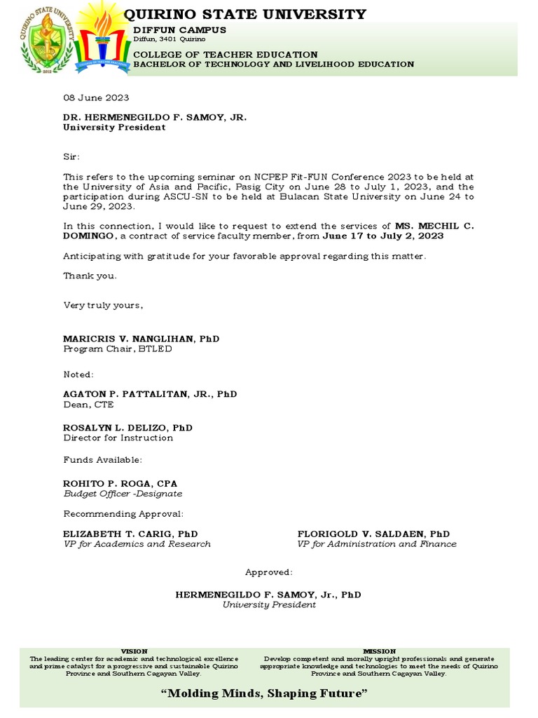 Request Letter Cos Extension | PDF | Doctor Of Philosophy