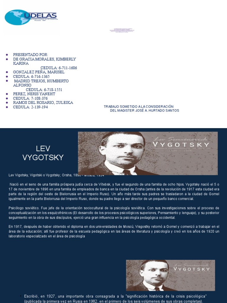 Lev Vygotsky Diapositivas | PDF | Aprendizaje | Sicología
