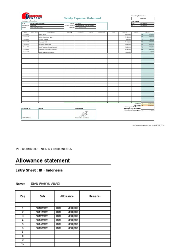 Safety Equipment Expense Statement | PDF | Personal Protective ...
