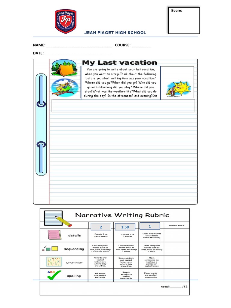 WRITING ABOUT YOUR LAST VACATION | PDF