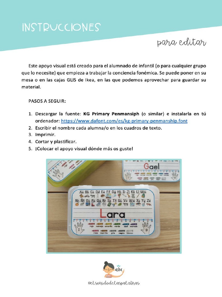 Apoyo Visual para Mesa Infantil | PDF