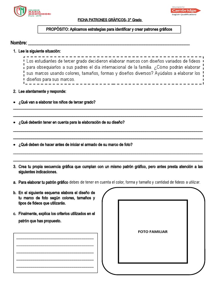 FICHA PATRONES GRÁFICOS- 3° GRADO 1 | PDF