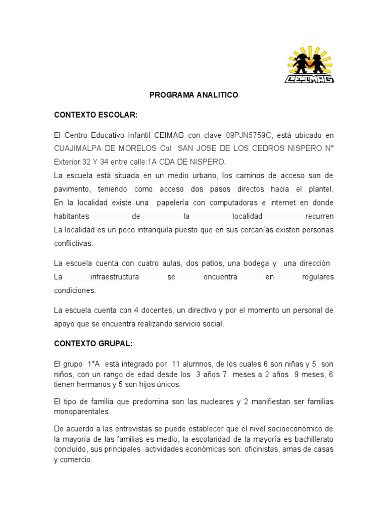 PROGRAMA ANALITICO Preescolar | PDF | Planificación | Evaluación