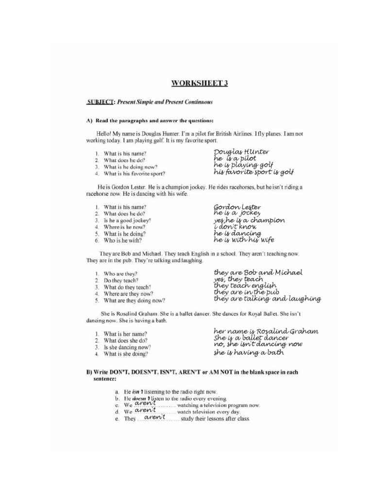 Worksheets-Grammar-Worksheet 3 | PDF
