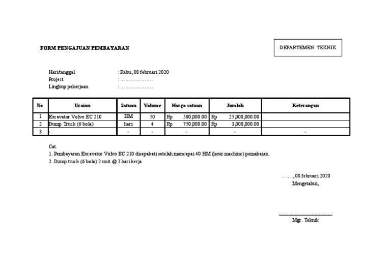 Form Pengajuan Pembayaran Proyek | PDF | Griya & Taman | Teknologi ...