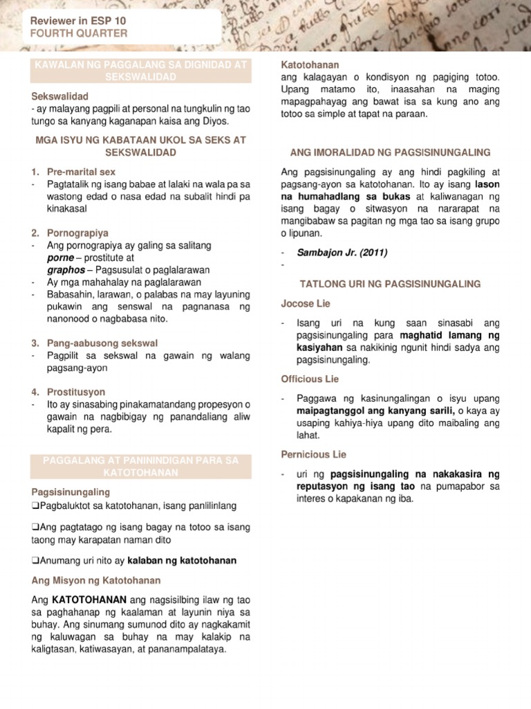 Esp Q4 Reviewer | PDF