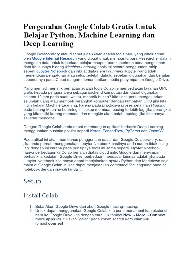 Pengenalan Google Colab Gratis Untuk Belajar Python | PDF | Komputer