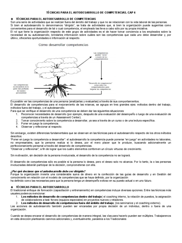 TÉCNICAS PARA EL AUTODESARROLLO DE COMPETENCIAS. Cap 6 | PDF ...