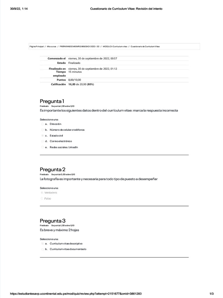 PDF Cuestionario de Curriculum Vitae Revision Del Intento - Compress | PDF | Documentos ...