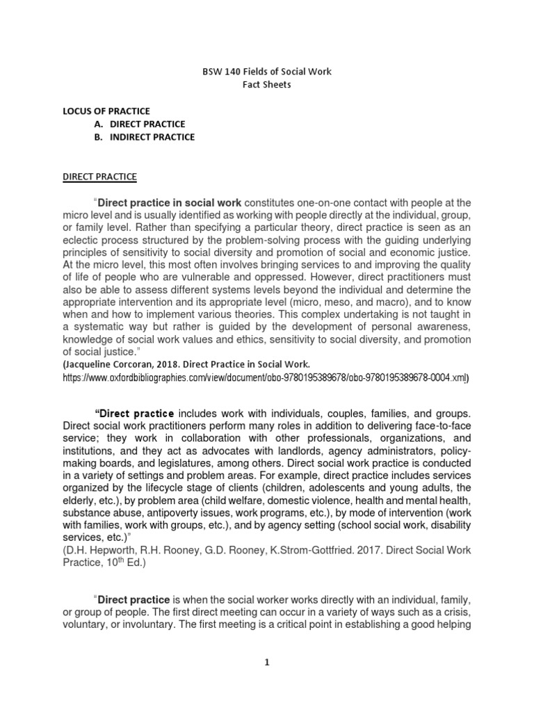 Overview of Direct Social Work Practice | PDF | Social Work | Mediation