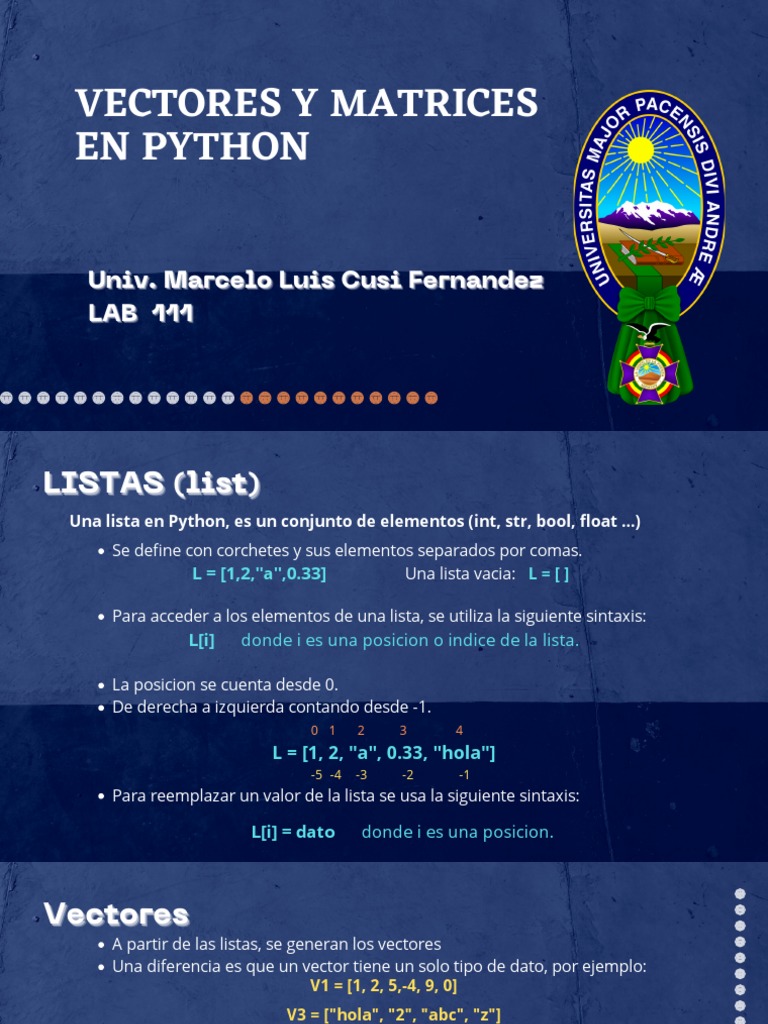 Lab 111 Matrices Pdf Matriz Matemáticas Python Lenguaje De Programación 