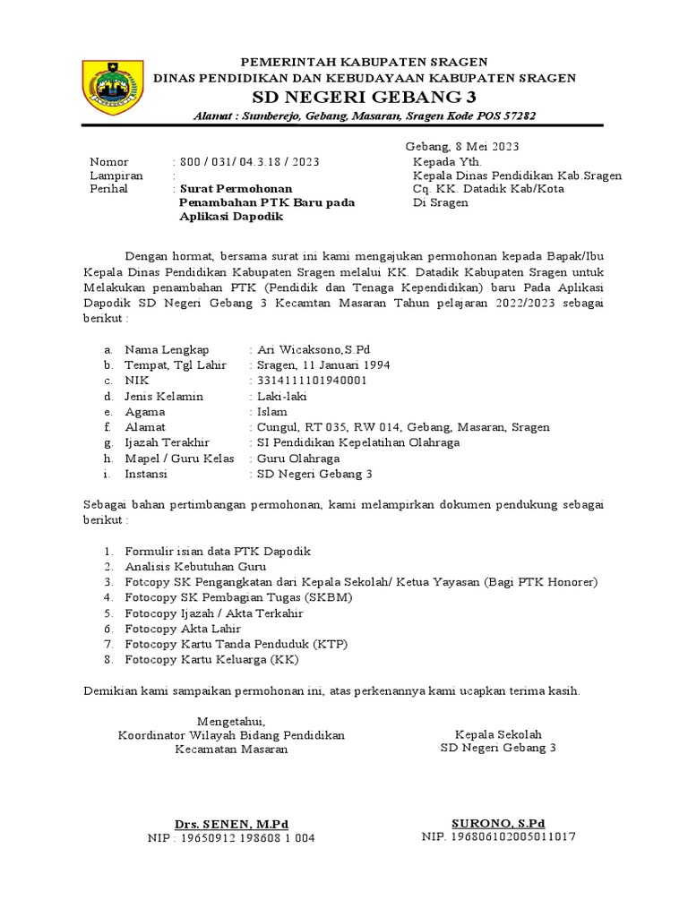 Usulan Ptk Tahun 2021 Pdf