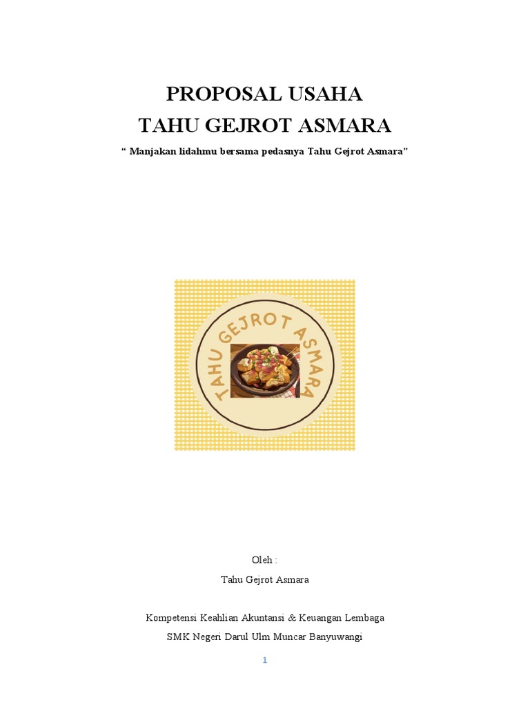 Proposal - Tahu Gejrot Asmara | PDF