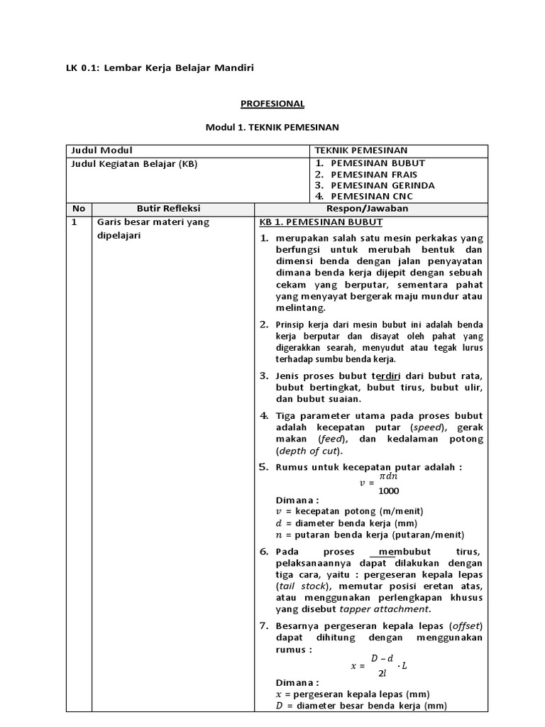 LK 01 Lembar Kerja Belajar Mandiri | PDF | Teknologi & Rekayasa