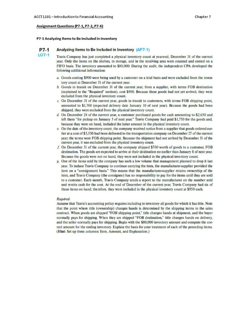 ACCT1101 - Questions - Chapter 07 | PDF | Inventory | Inventory Valuation