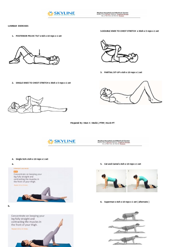 Lumbar Spine Stretching Exercises | PDF
