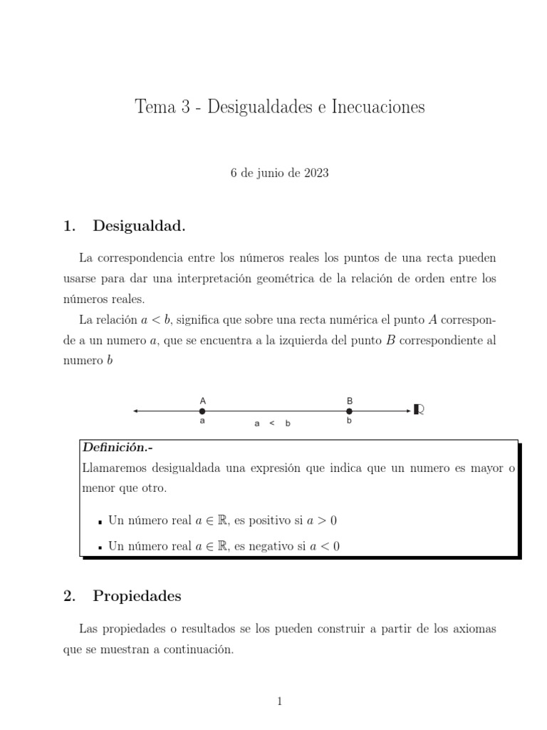 Tema Desigualdades | PDF | Desigualdad (Matemáticas) | Intervalo (Matemáticas)