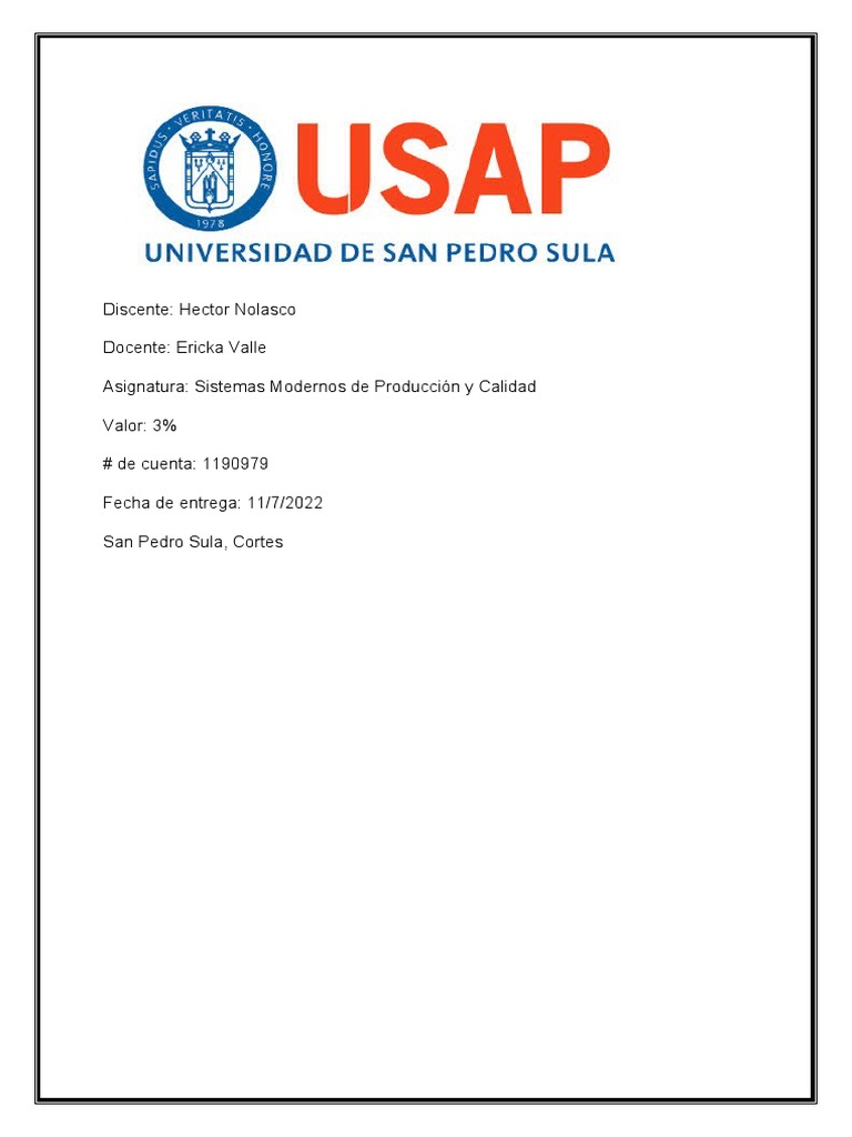 Nolasco Hector Actividad 8 | PDF | Calidad (comercial) | Lean Manufacturing