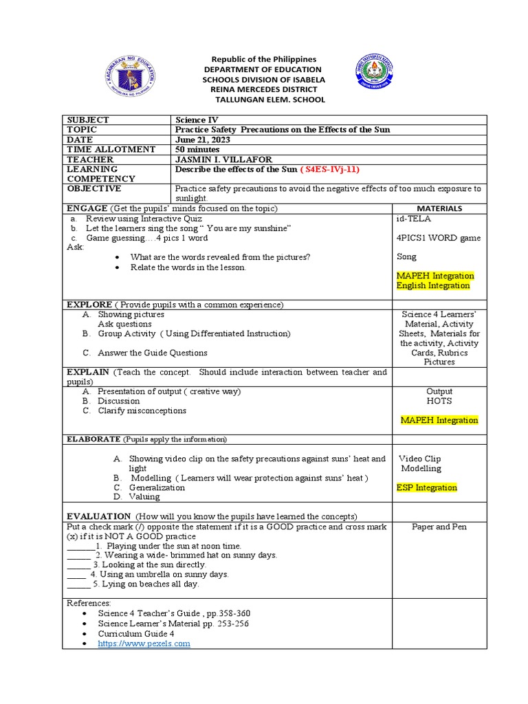 Cot - DLP - Science 4 Quarter 4-Jasmin | PDF | Learning ...