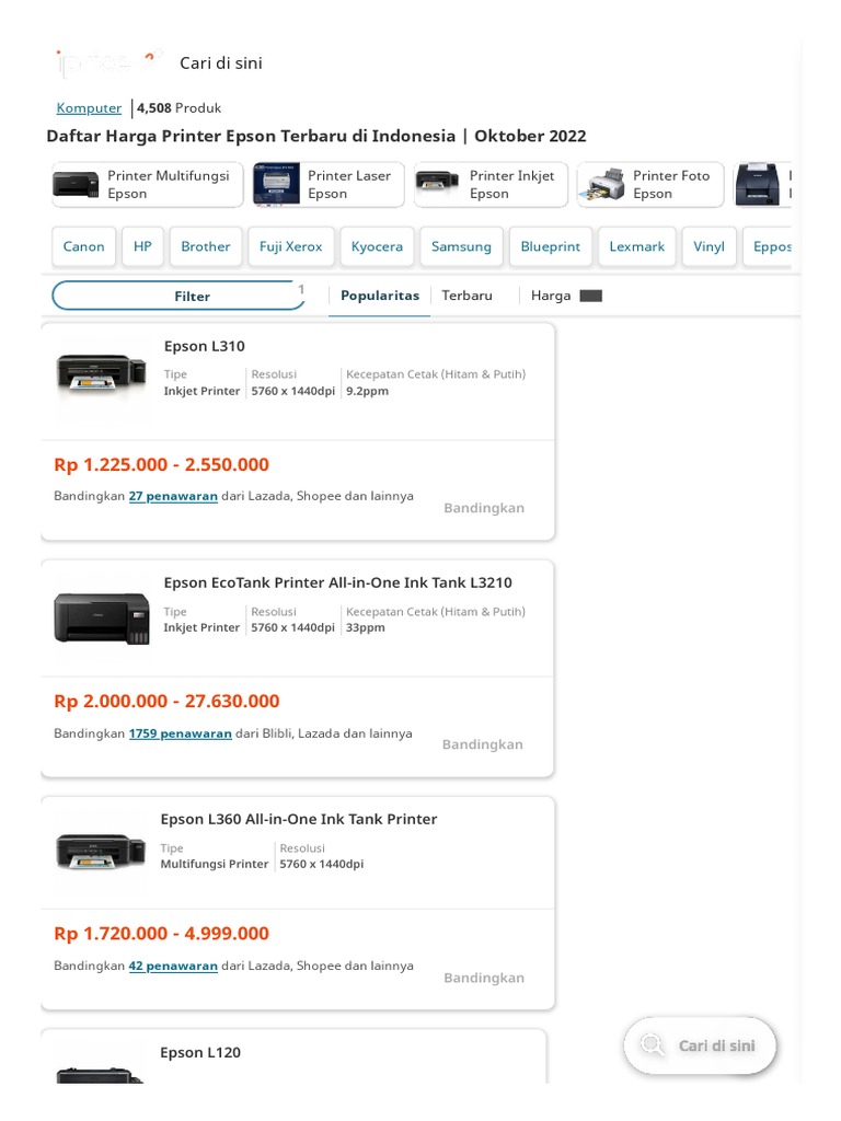 Catalog Printer EPSON - 2022 | PDF