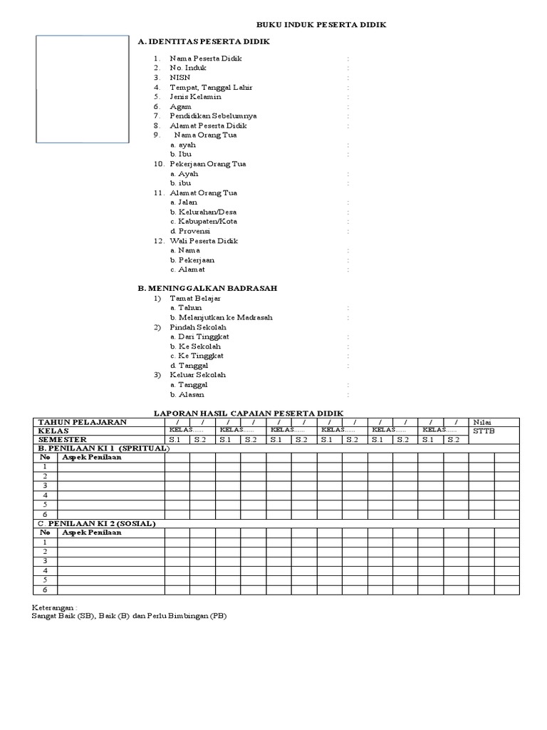 BUKU INDUK PESERTA DIDIK | PDF