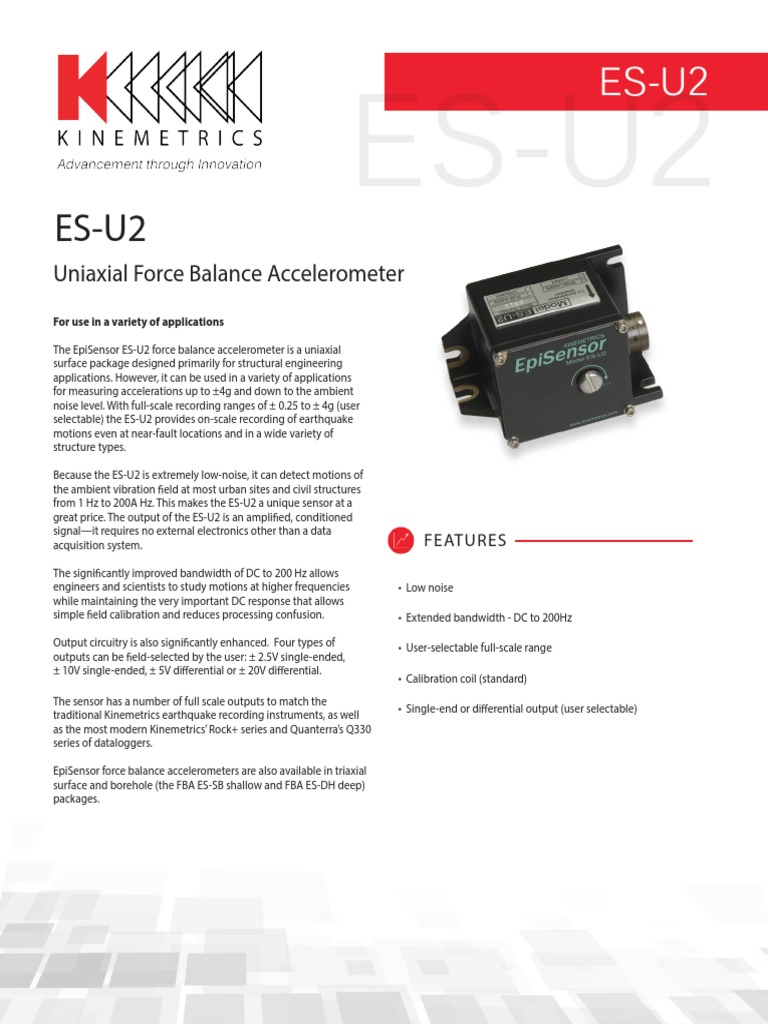 Datasheet Episensor Es U2 Force Balance Accelerometer Kinemetrics ...