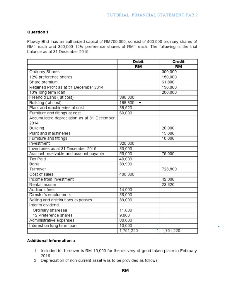 Tutorial - Financial Statement | Download Free PDF | Expense | Debits And Credits