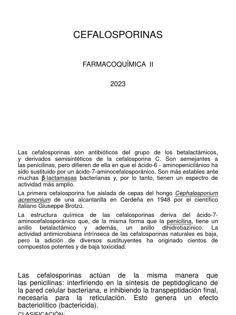 09 - 02 Cefalosporinas | PDF | Ciencia y matemáticas
