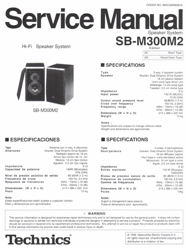Technics SBM 300 M 2 Service Manual | PDF