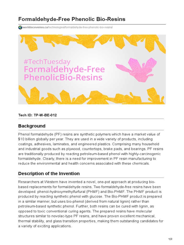 Worldiscoveries - ca-Formaldehyde-Free Phenolic Bio-Resins | PDF ...